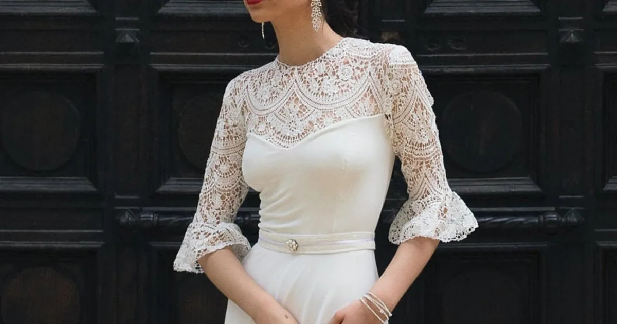Half Sleeve Formal Dresses, 1/2 Length Wedding Gowns - Lunss