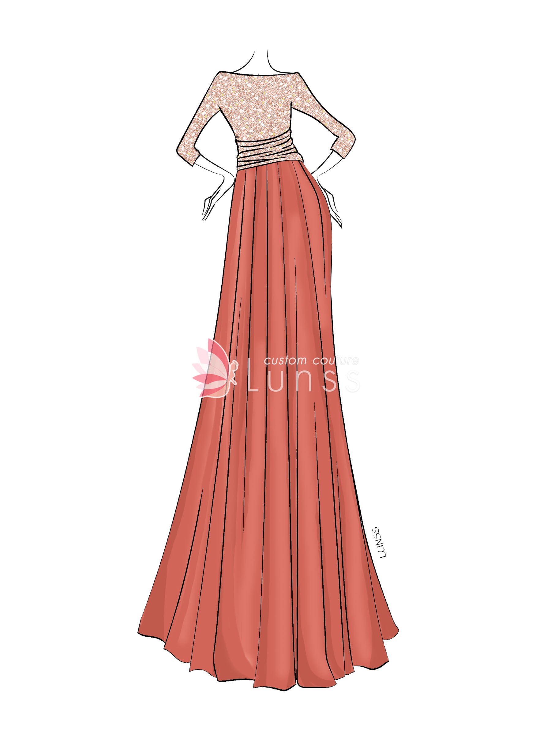Dress Sketches Gallery - Wedding Dresses, Evening Prom Gowns - Lunss ...