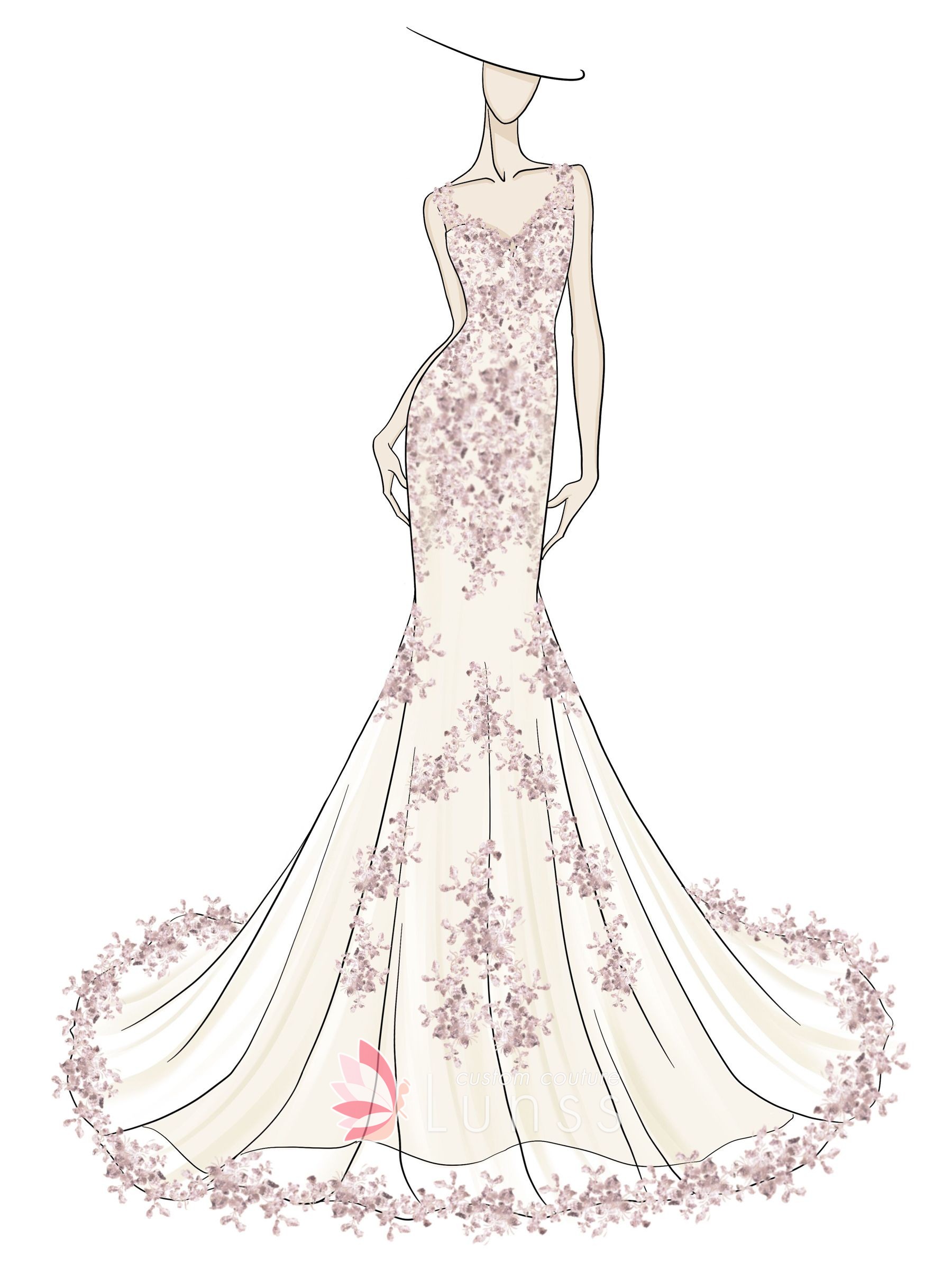 Dress Sketches Gallery - Wedding Dresses, Evening Prom Gowns - Lunss
