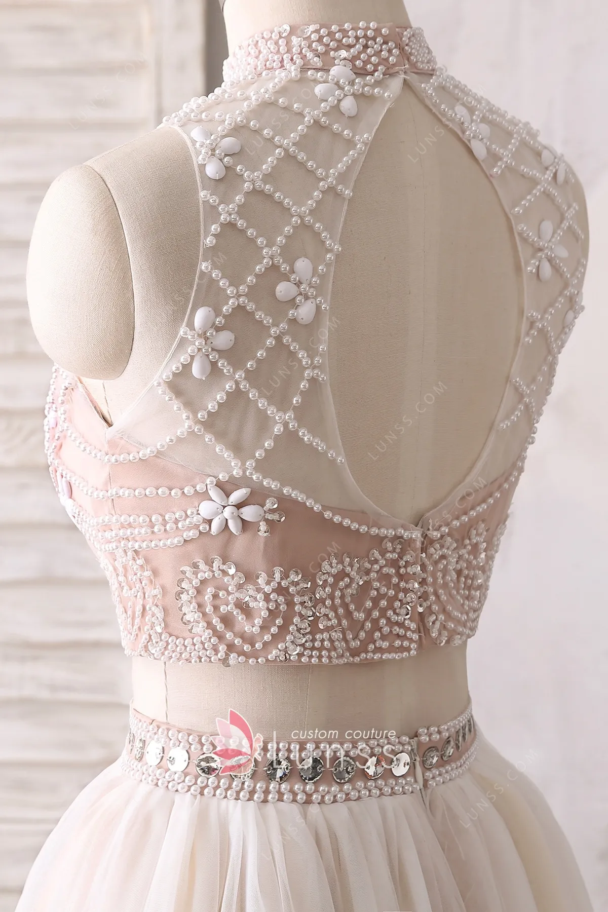 Rhinestone Embellished Bodice Two-piece Formal Dress - Lunss