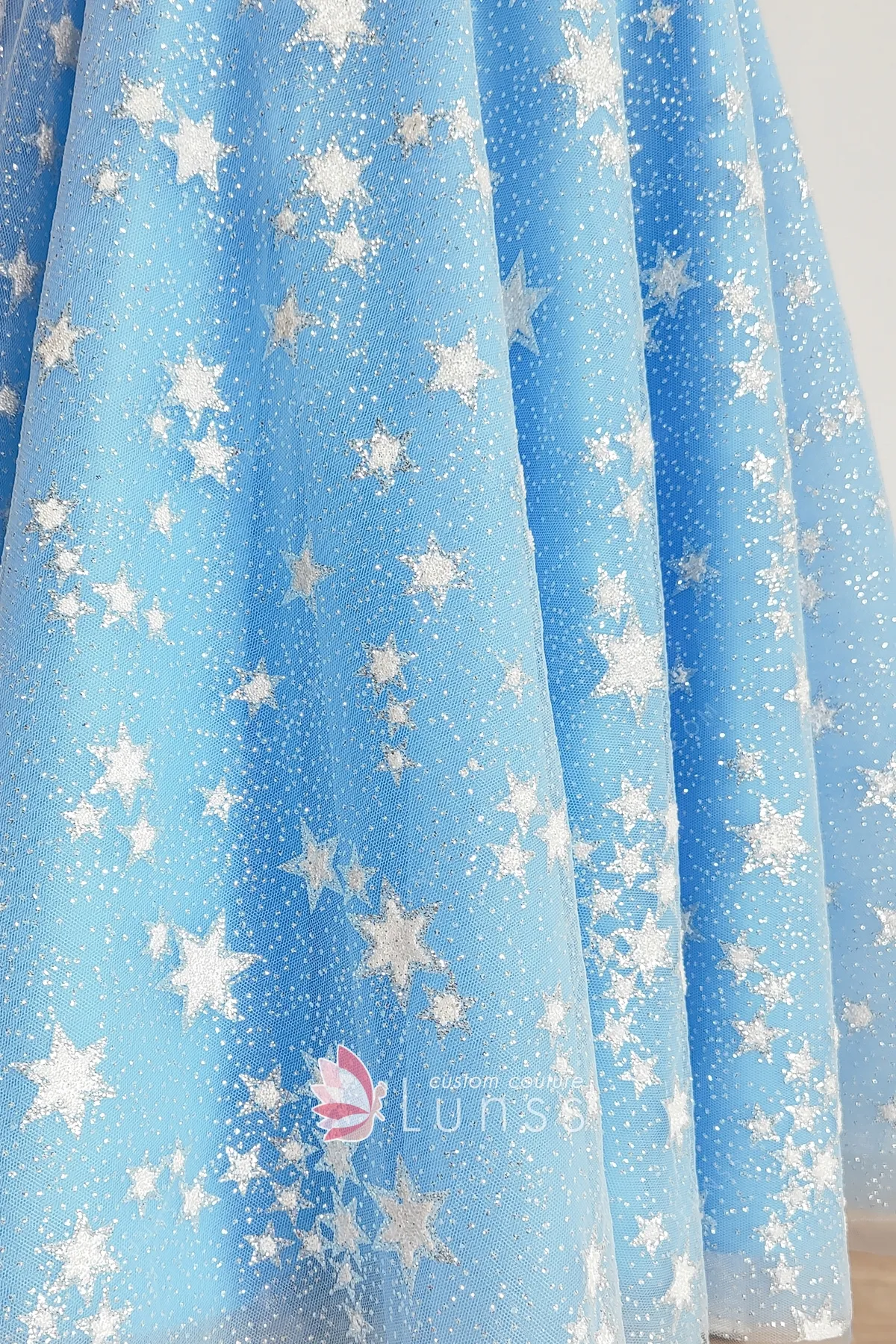 Stars Glitter Tulle Cap Sleeve Short Blue Cocktail Dress - Lunss