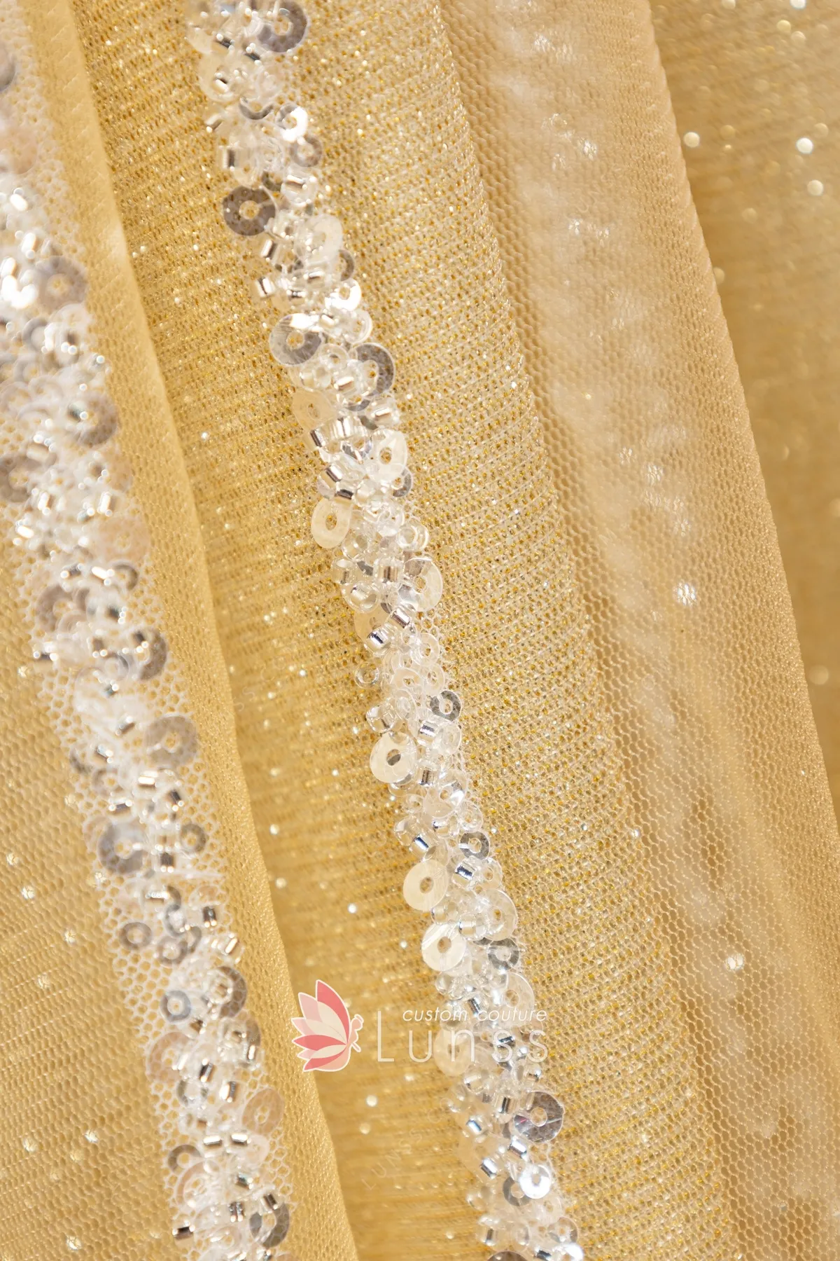 Bling Bling Sequinned Gold Tulle One Shoulder Formal Gown - Lunss