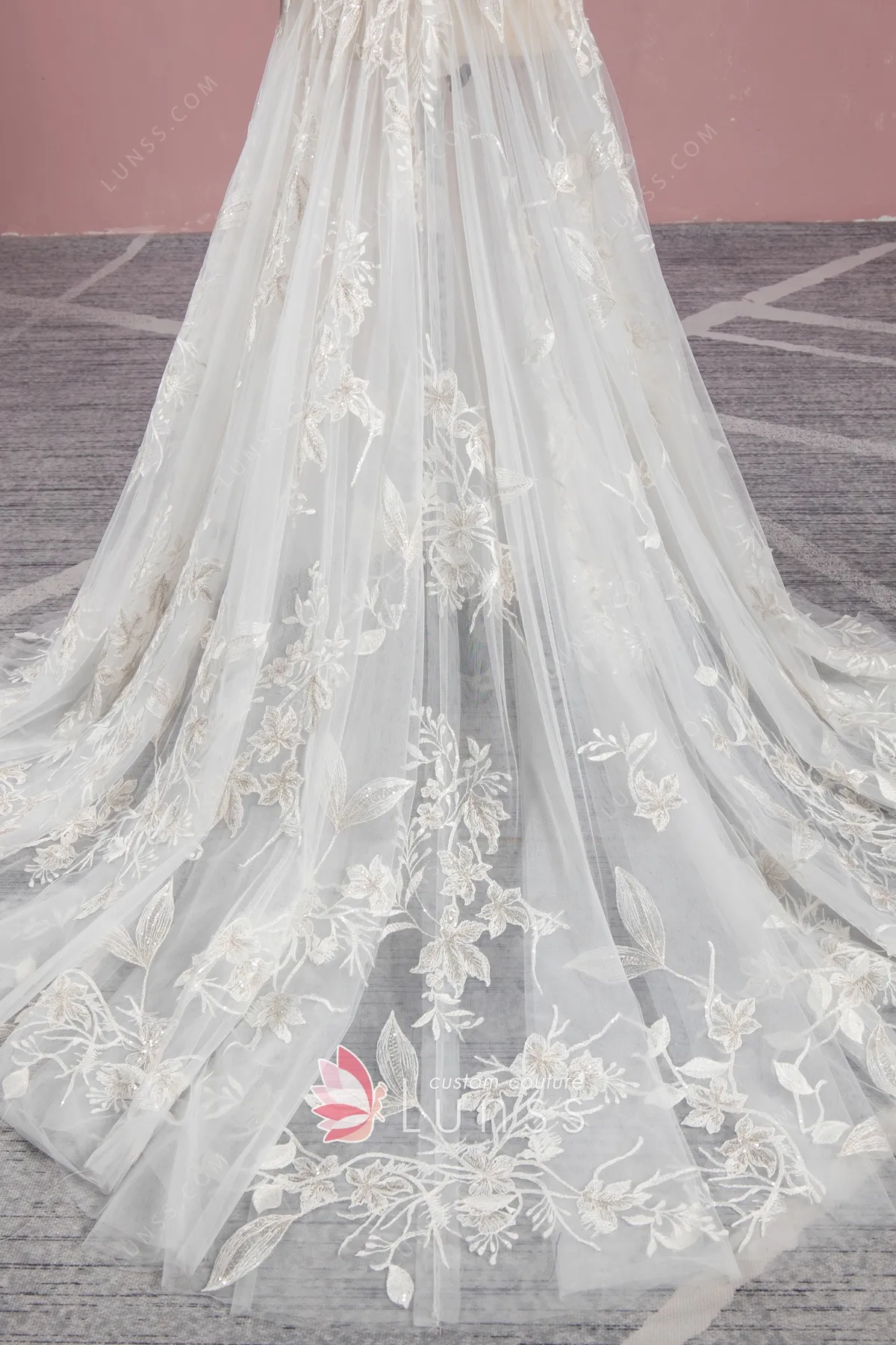 Sexy Sheer Rich Lace Off-shoulder Mermaid Wedding Dress - Lunss